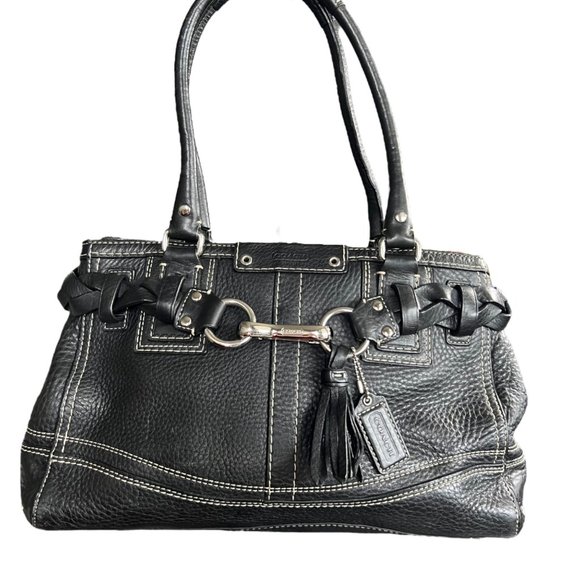Coach | Bags | Coach Hampton Pebbled Leather Braided Belt Carryall ...
